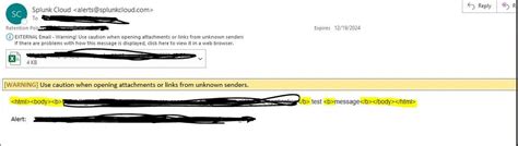 how to have html tags displayed as text in alert splunk community
