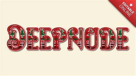 Deepnude Festive Christmas With Knitted Pattern Design Text Effect Generator
