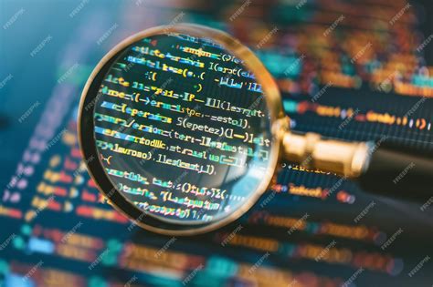 Premium Photo A Magnifying Glass Examining Lines Of Code
