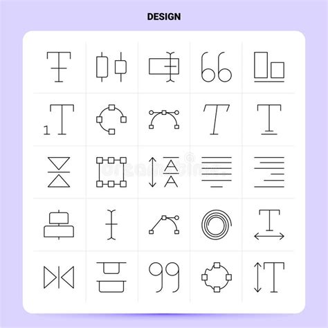 Outline 25 Design Icon Set Vector Line Style Design Black Icons Set