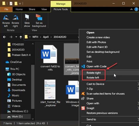 how to rotate and flip a picture in windows 10 file explorer