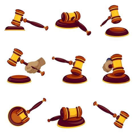 Premium Vector | Judge hammer icon set
