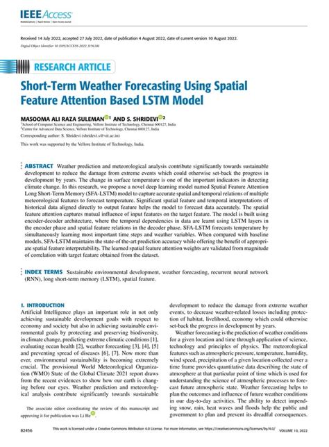 Short Term Weather Forecasting Using Spatial Feature Attention Based