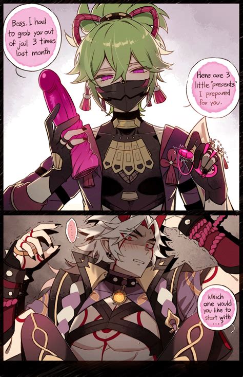 Kuki Shinobu And Arataki Itto Genshin Impact Drawn By Kackaorz Danbooru