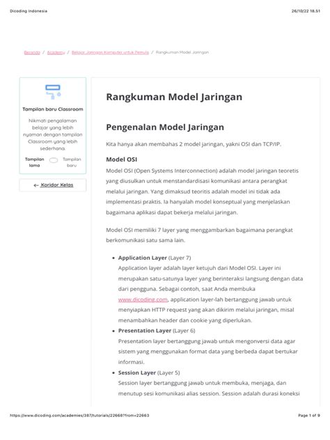 rangkuman model jaringan dicoding indonesia pdf