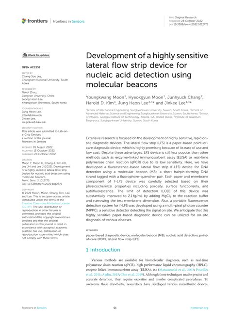 Pdf Development Of A Highly Sensitive Lateral Flow Strip Device For Nucleic Acid Detection