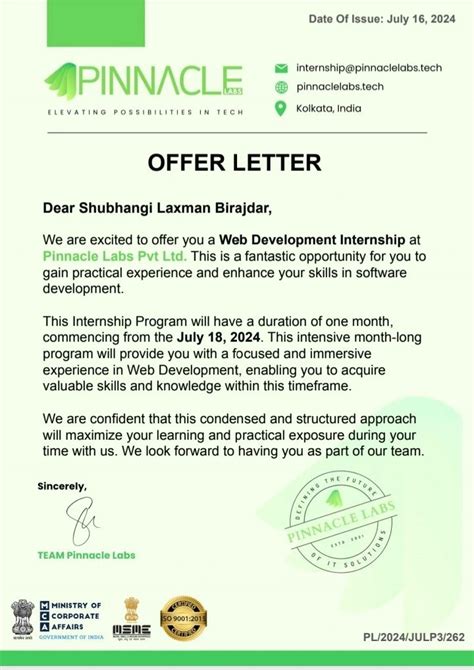 Shubhangi Birajdar On Linkedin Pinnaclelabs Internship2024 Pinnaclelabs