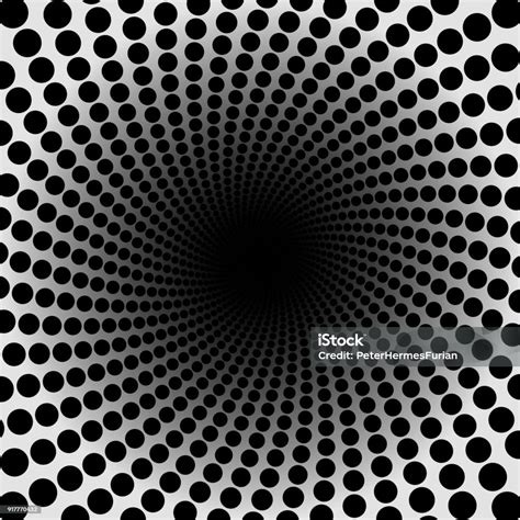 나선형 패턴입니다 어두운 센터검은 점선된 터널 트위스트 원형 배경 그림 최 면과 환각 강렬하고 밝은 색상에 대한 스톡 벡터 아트 및 기타 이미지 Istock
