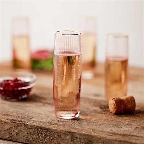 Pink Ribbed Stemless Prosecco Glasses Set Of 4 Drinkind