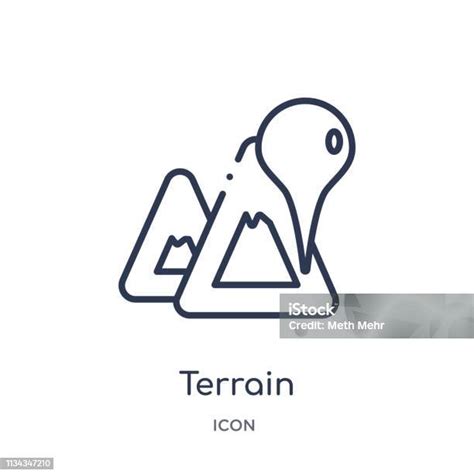 지도 및 위치 개요 컬렉션에서 선형 지형 아이콘입니다 얇은 라인 지형 아이콘 흰색 배경에 고립입니다 지형 유행 삽화 0명에 대한