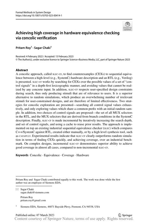 Achieving High Coverage In Hardware Equivalence Checking Via Concolic