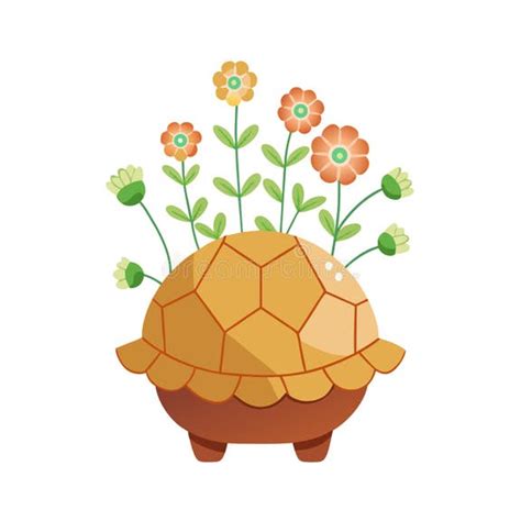Turtle Flower Pot Cute Cartoon Flowers Growing From A Turtle Shell