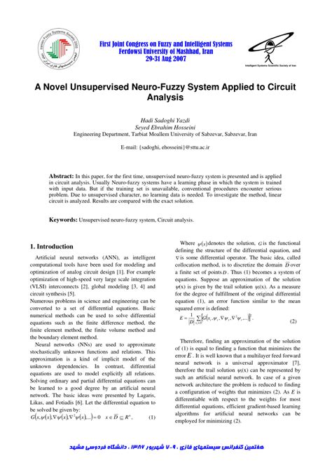 Pdf A Novel Unsupervised Neuro Fuzzy System Applied To Circuit Analysis