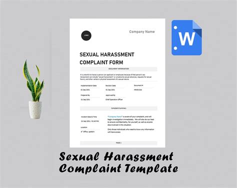 Sexual Harassment Complaint Form Human Resources Form Human