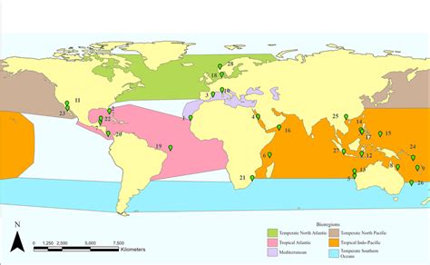 Map Of The 28 World Heritage Seagrass Habitats Color Represents The
