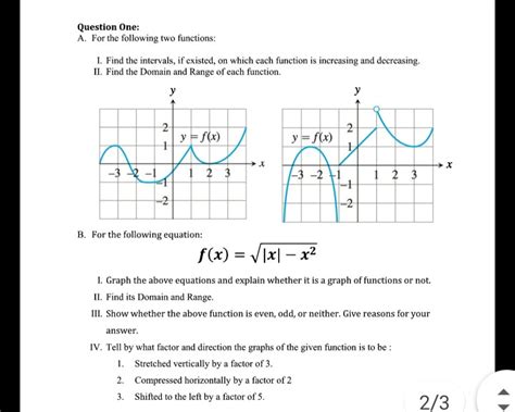 solved question one a for the following two functions 1