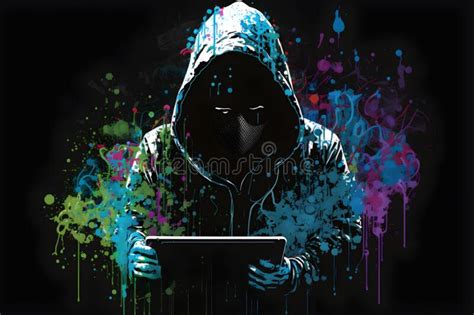 A Hacker Sitting In Front Of Multiple Computer Screens Ai Stock Illustration Illustration Of