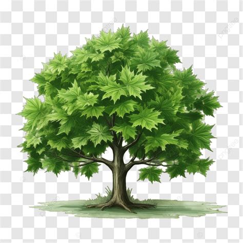 Realistic Green Maple Tree On White Background Green Maple Tree Maple