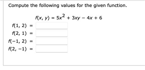 Solved Compute The Following Values For The Given Function Chegg