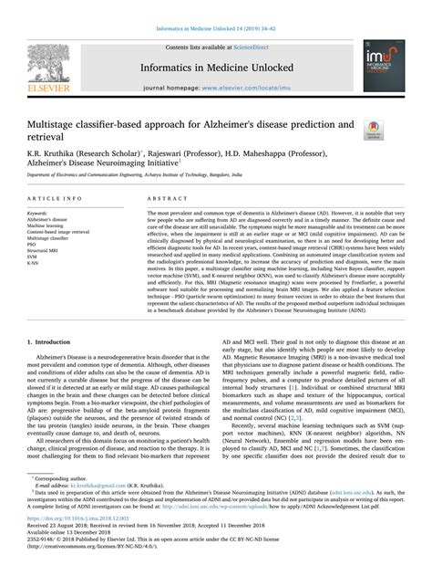Pdf Multistage Classifier Based Approach For Alzheimers Disease Prediction And Retrieval