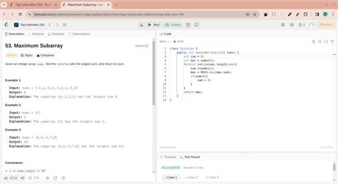 day 19 of 100daysofcodechallenge maximum subarray s nithinkalyan