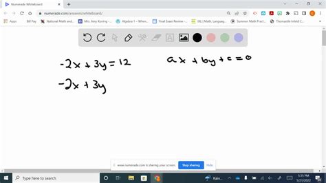 solved 2x 3y 12 express the following linear equations in the