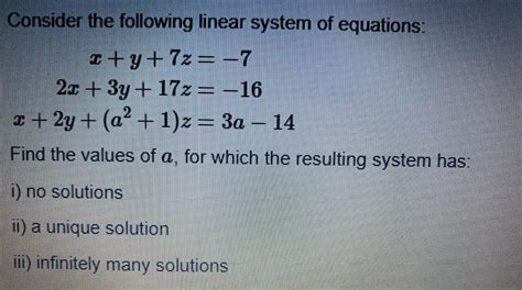 Solved Consider The Following Linear System Of Equations Chegg