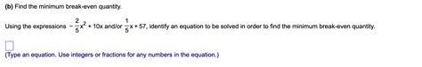 Solved B ﻿find The Minimum Break Even Quantityusing The