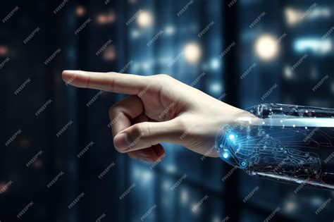 Robot Hand Interacting With Virtual Screen Big Data Ai Machine Learning