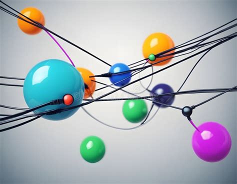 Communication And Connection Concept With Color Spheres Connected By Wires Stock Image Image
