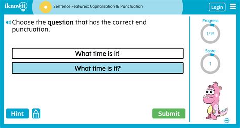 Sentence Features Capitalization And Punctuation 1st Grade Iknowit Ela