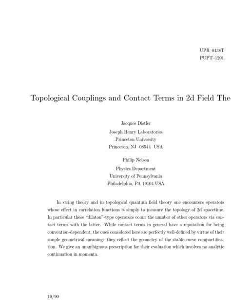 Topological Couplings And Contact Terms In 2d Field Theory Pdf