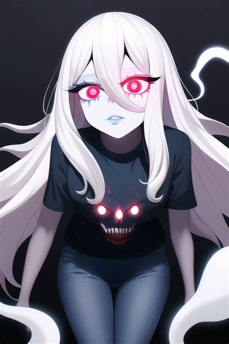 Anime Girl With White Hair And Red Eyes
