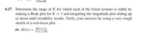 Solved Determine The Range Of K For Which Each Of The Chegg
