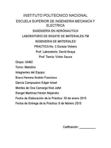 Practica No 3 Dureza Vickers Pdf Dureza Ingeniería De Edificación