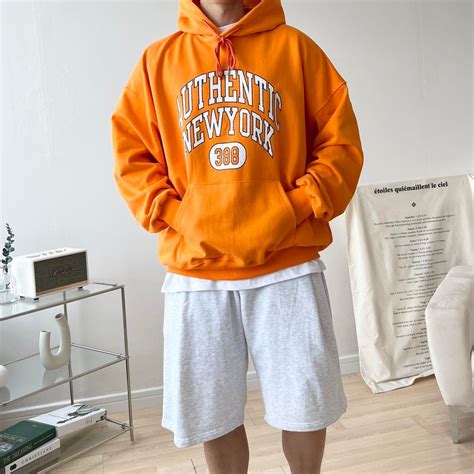 남자 어센틱 레터링 프린팅 오버핏 레이어드 검정 후드티 헬로마켓