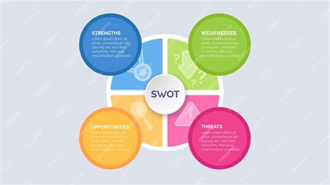 전략적 회사 계획을 위한 Swot 분석 템플릿 현대적인 인포그래픽 디자인 템플릿 벡터 그림 안에 텍스트를 위한 공간이 있는 4