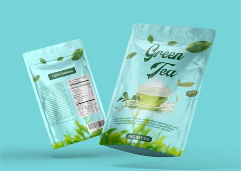 Green Tea Pouch Design Template Behance