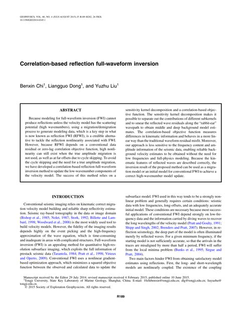 PDF Correlation Based Reflection Full Waveform Inversion