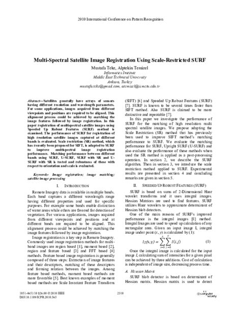 Pdf Multi Spectral Satellite Image Registration Using Scale Restricted Surf