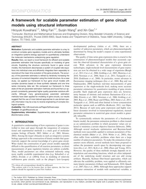 Pdf A Framework For Scalable Parameter Estimation Of Gene Circuit Models Using Structural