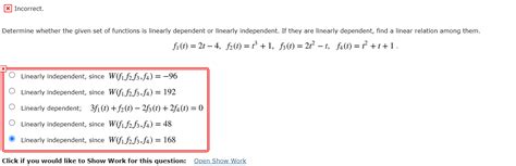 Solved X Incorrect Determine Whether The Given Set Of
