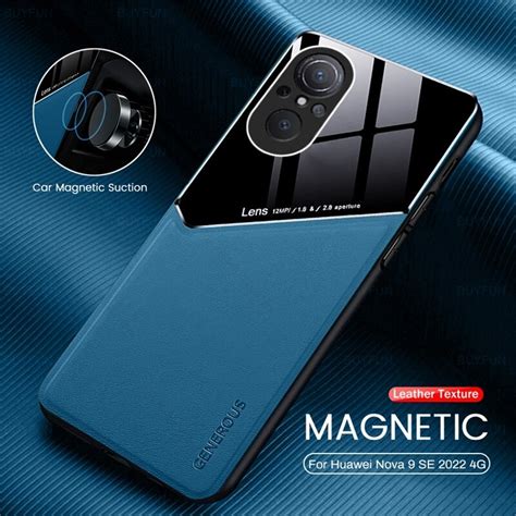 For Huawei Nova 9 Se Case Leather Car Magnetic Holder Phone Cover