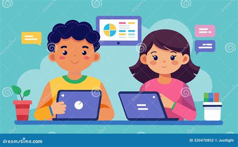 Two Siblings Working Together On Coding Their Own Animation On Their