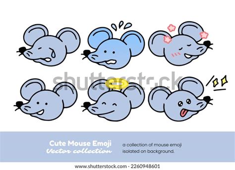 Set Cute Mouse Emojis Crying Pleading Stock Vector Royalty Free
