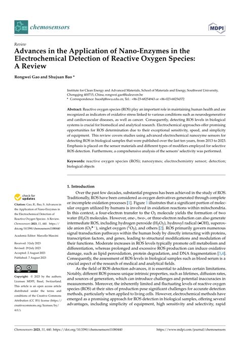 Pdf Advances In The Application Of Nano Enzymes In The Electrochemical Detection Of Reactive