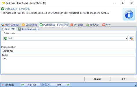 task messaging pushbullet send sms