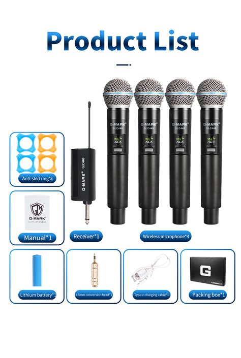 Wireless Microphone G-MARK GLC440 Professional 4 Channels Microphon Ka