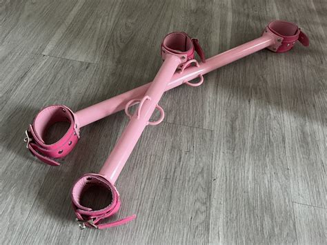 Pretty In Pink Big Barrel Spreader Bar With Cuffs Bdsm Bondage Arm