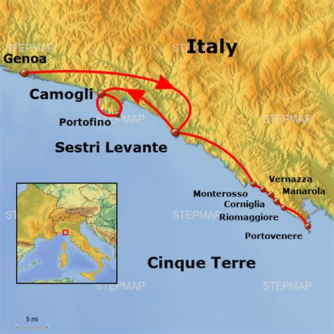 Map Of Portofino And Cinque Terre Printable Maps Online